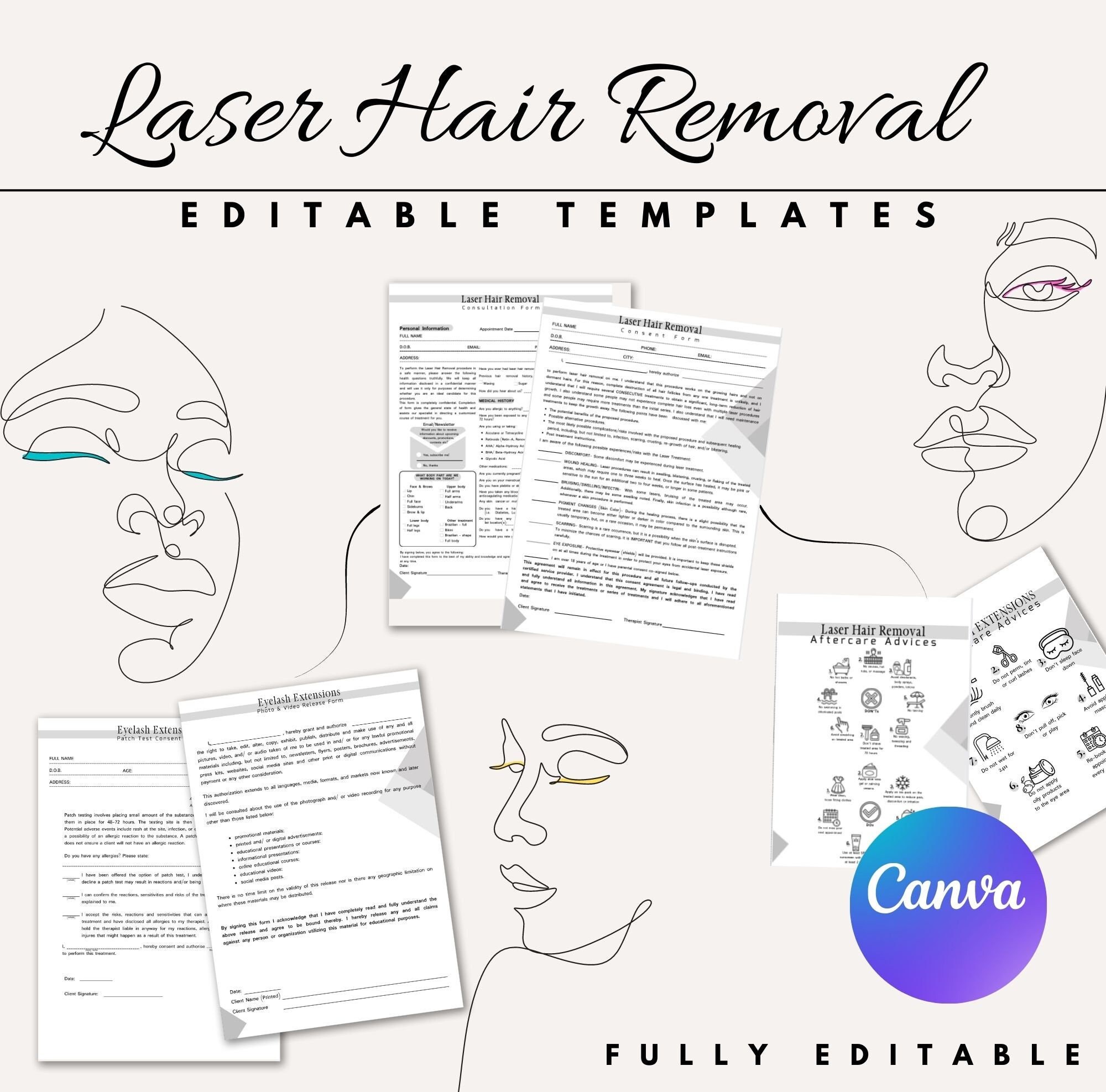 Laser Hair Removal Consent Form PDF Consent for Laser Hair - Etsy Australia