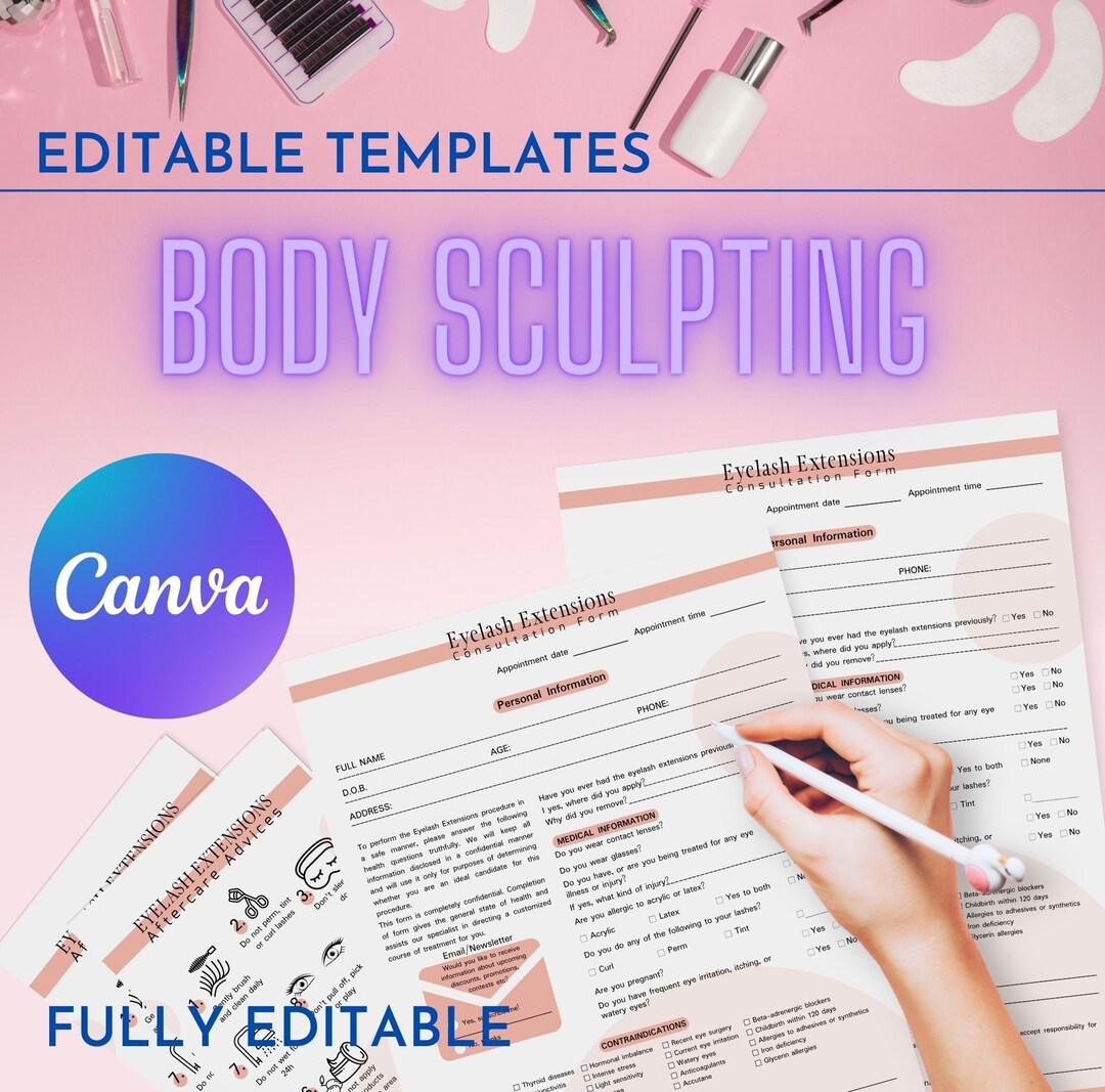 Editable Body Sculpting Forms, Body Sculpting Consultation Form, Body ...