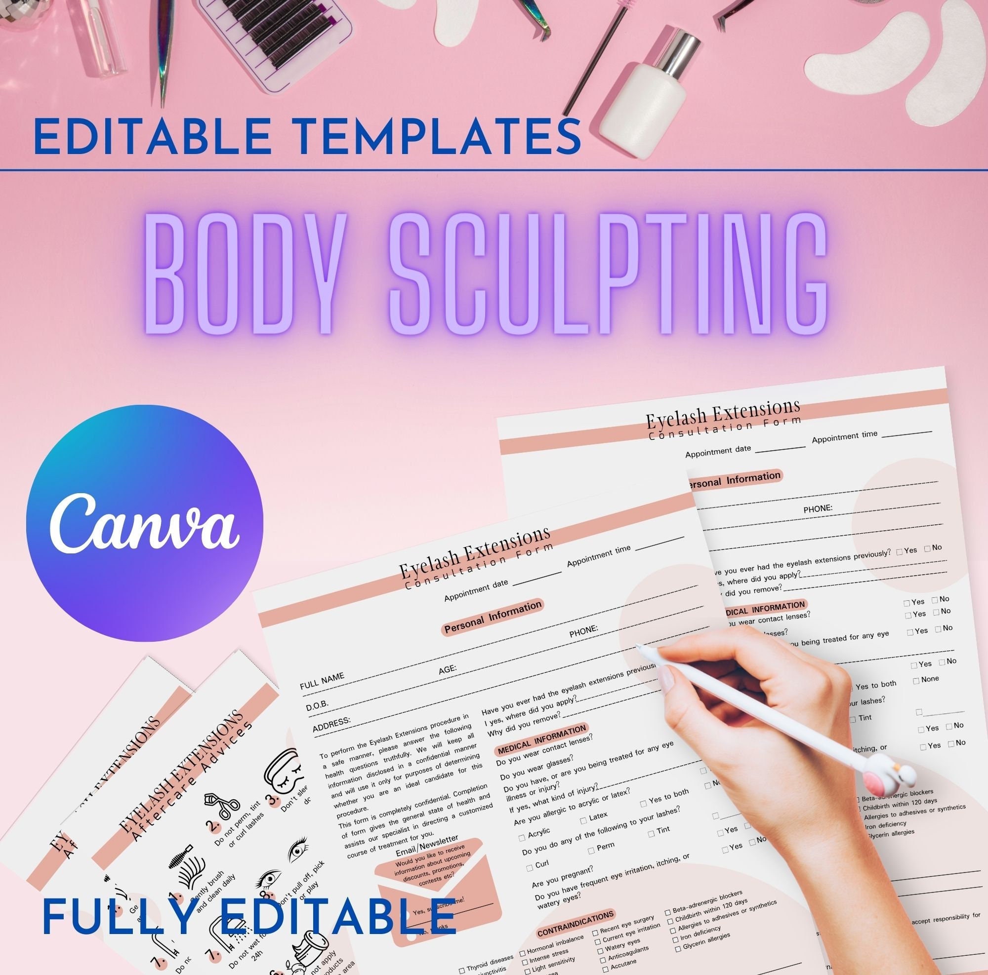 Editable Body Sculpting Forms, Body Sculpting Consultation Form, Body ...