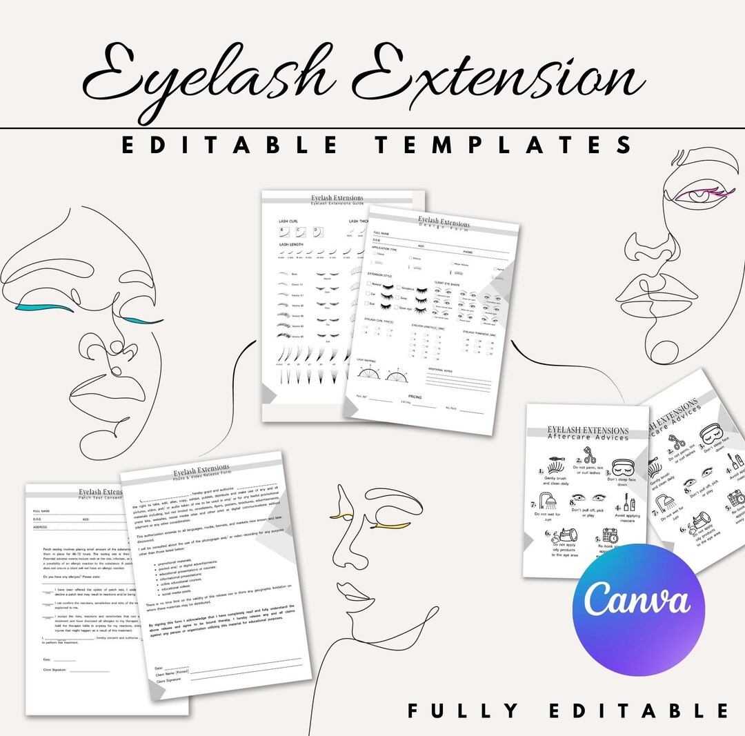 Eyelash Extension Consent . Eyelash Extension Template . Professional ...