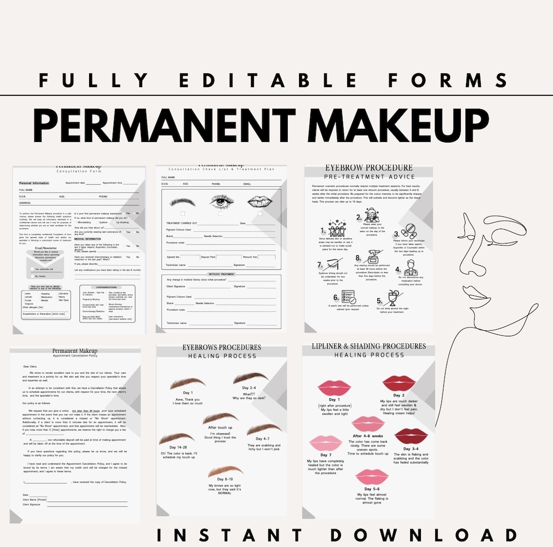 Permanent Makeup Forms PMU Consent Form . Microblading Forms - Etsy