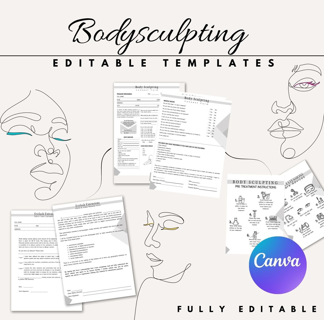 Editable Body Sculpting Forms, Body Sculpting Consultation Form, Body ...