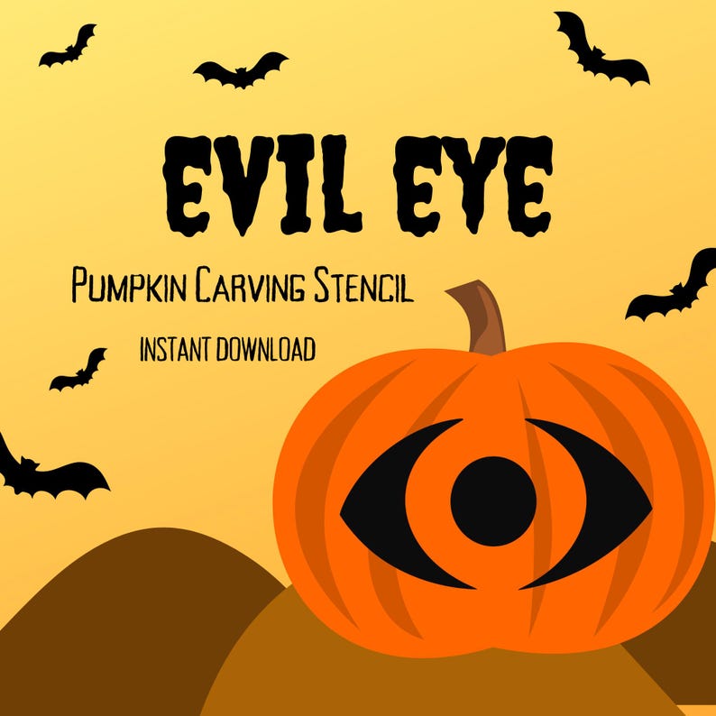 Evil Eye Pumpkin Carving Stencil | 1 Unique Halloween Jack O'lantern ...
