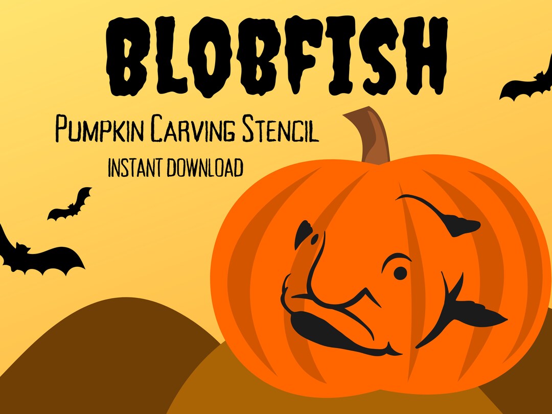 Blobfish Pumpkin Carving Stencil | 1 Blobby Fish Halloween Jack O ...