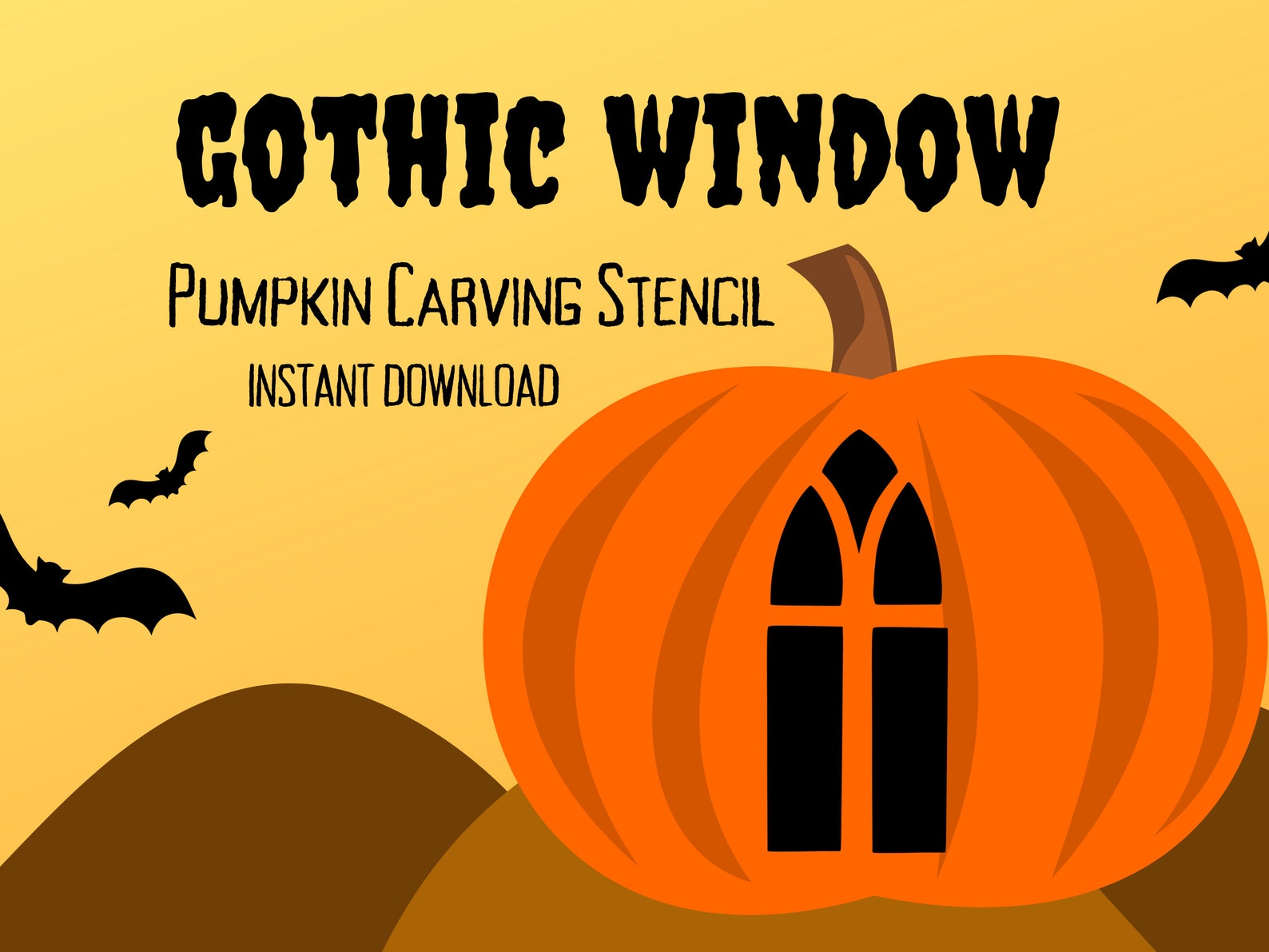 Gothic Window Pumpkin Carving Stencil | 1 Festive Halloween Jack O ...