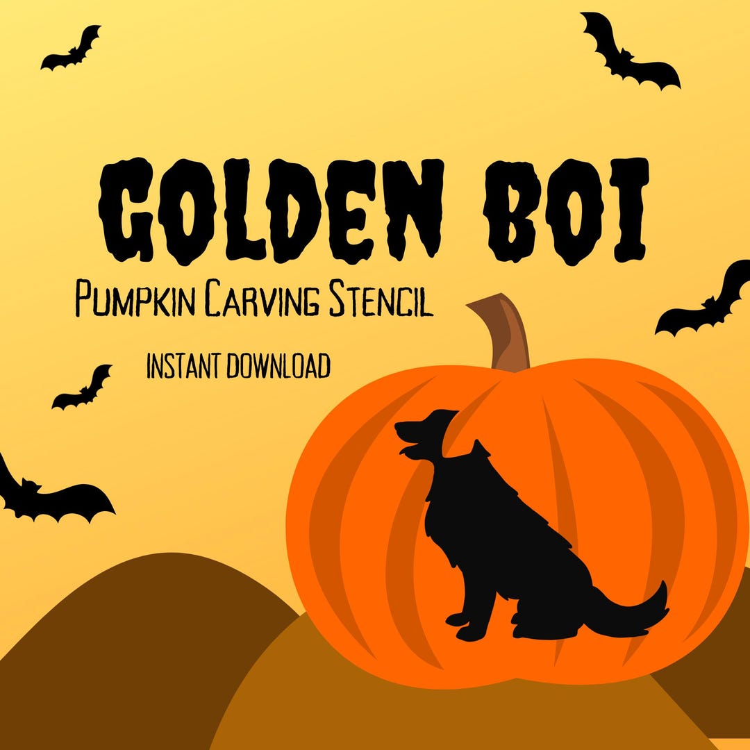 Golden Retriever Pumpkin Carving Stencil | 1 Unique Pet Dog Halloween ...