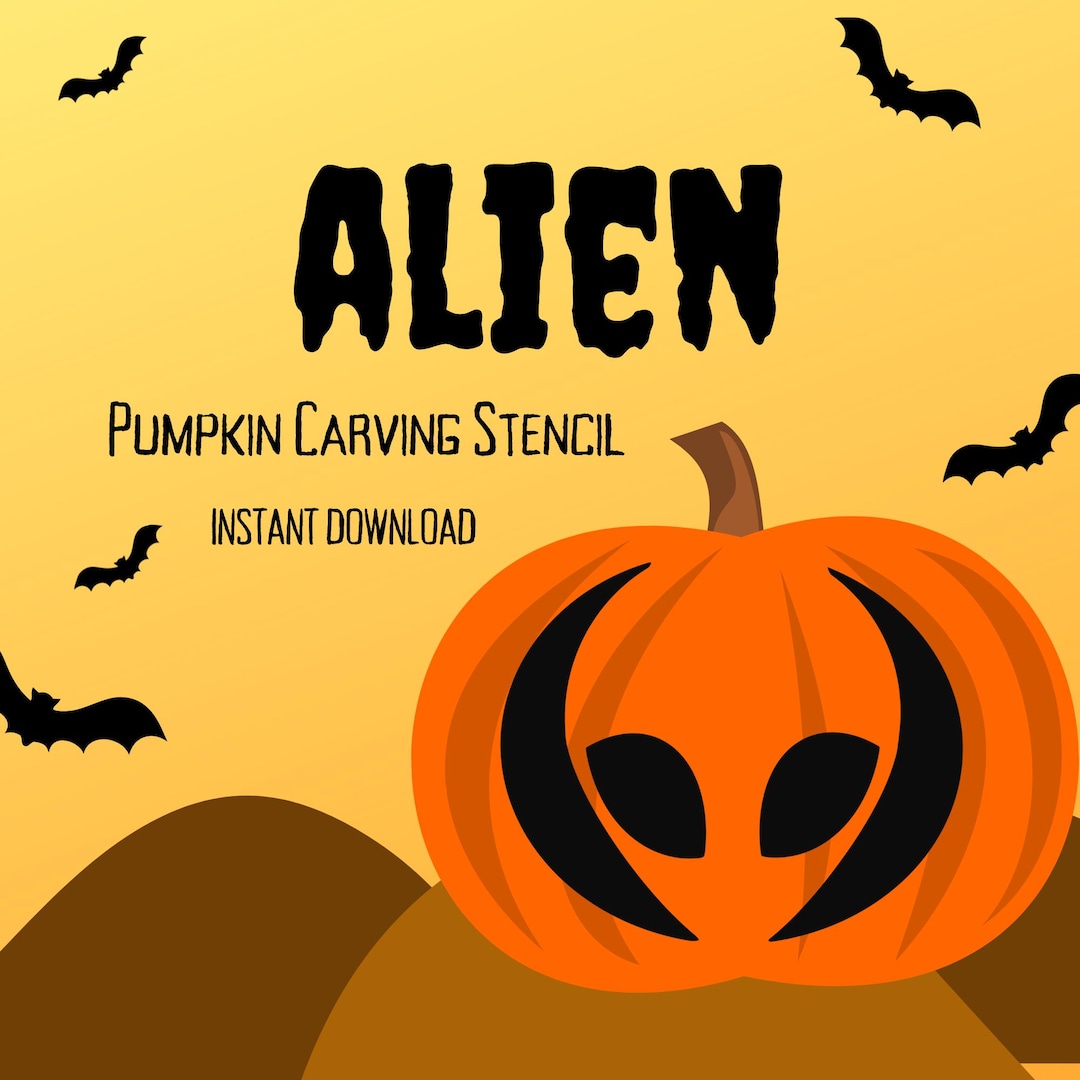 Alien Pumpkin Carving Stencil | 1 Unique Space Halloween Jack O'lantern ...