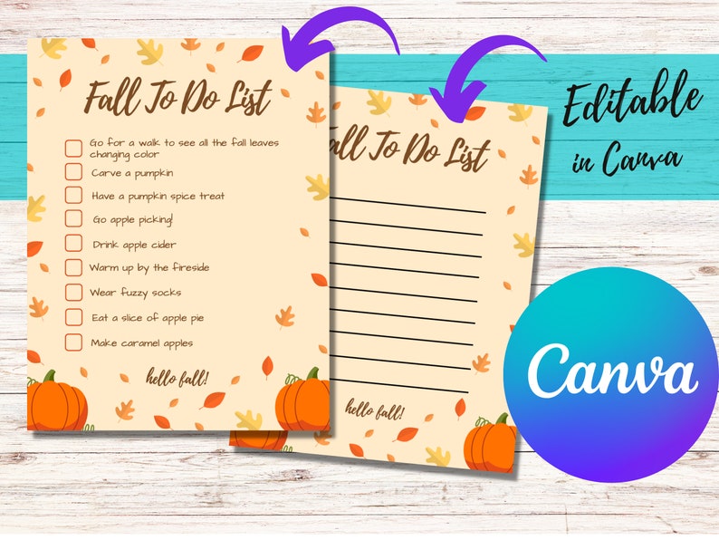 Editable Fall Bucket List Printable Autumn to Do List That's Editable ...