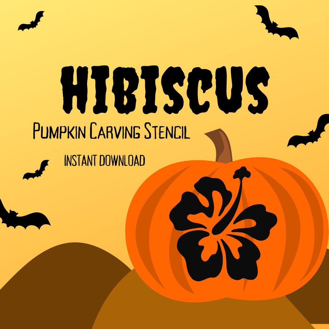 Hibiscus Flower Pumpkin Carving Stencil | 1 Unique Floral Halloween Jack O'lantern Carving ...