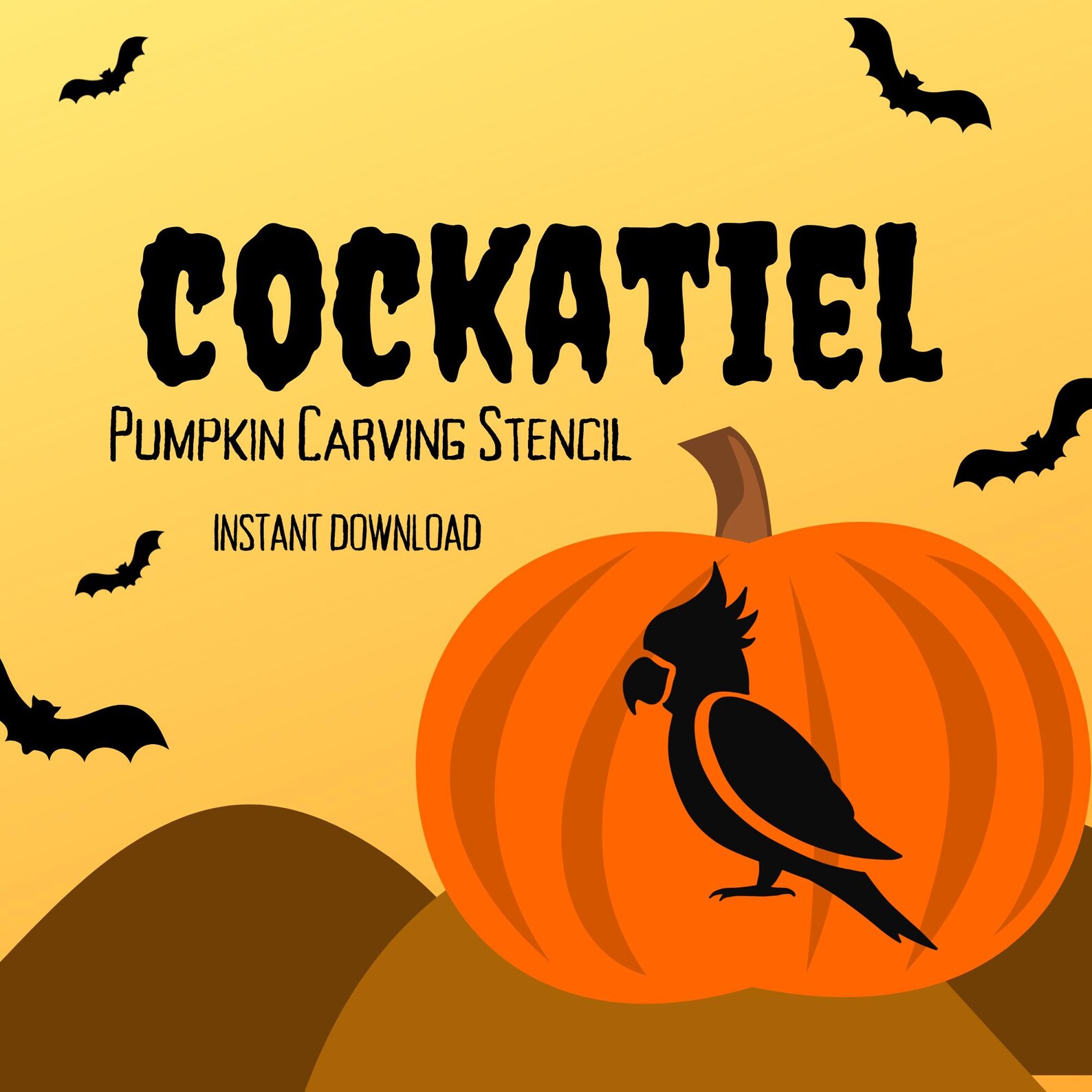 Cockatiel Bird Pumpkin Carving Stencil | 1 Unique Pet Bird Halloween ...