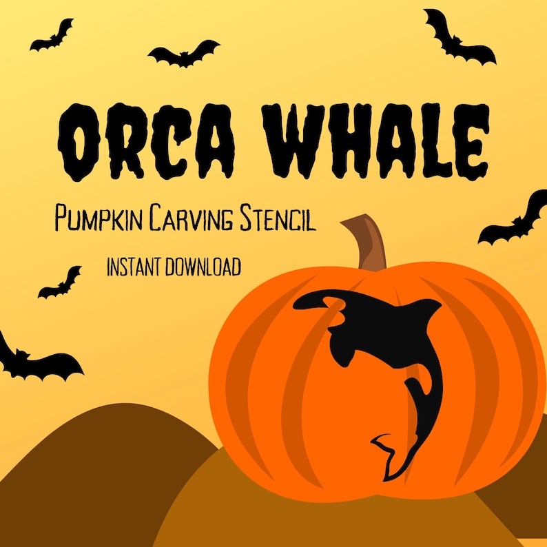 Orca Pumpkin Carving Stencil | 1 Unique Killer Whale Halloween Jack O ...