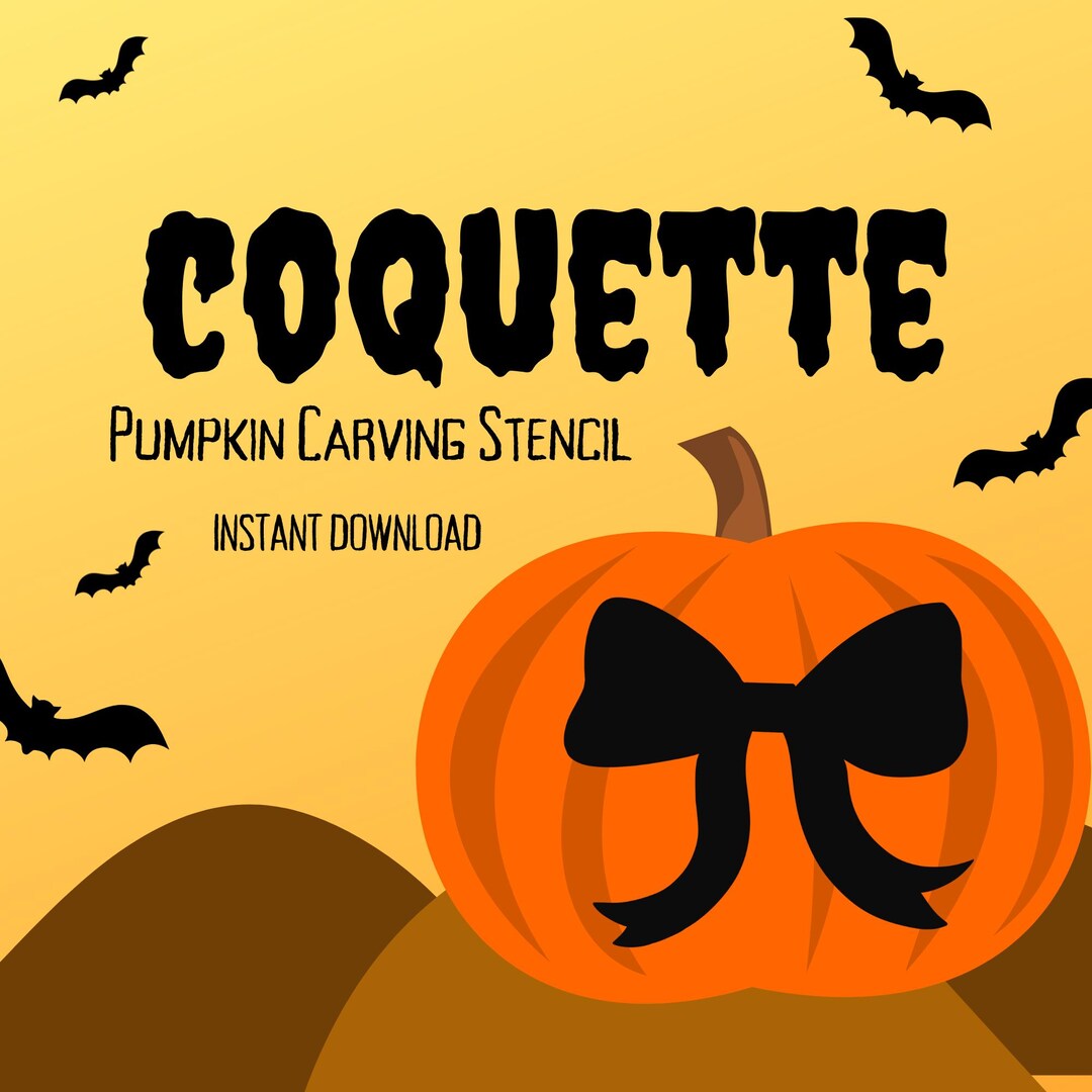 Coquette Bow Pumpkin Carving Stencil | 1 Unique Ribbon Halloween Jack O ...