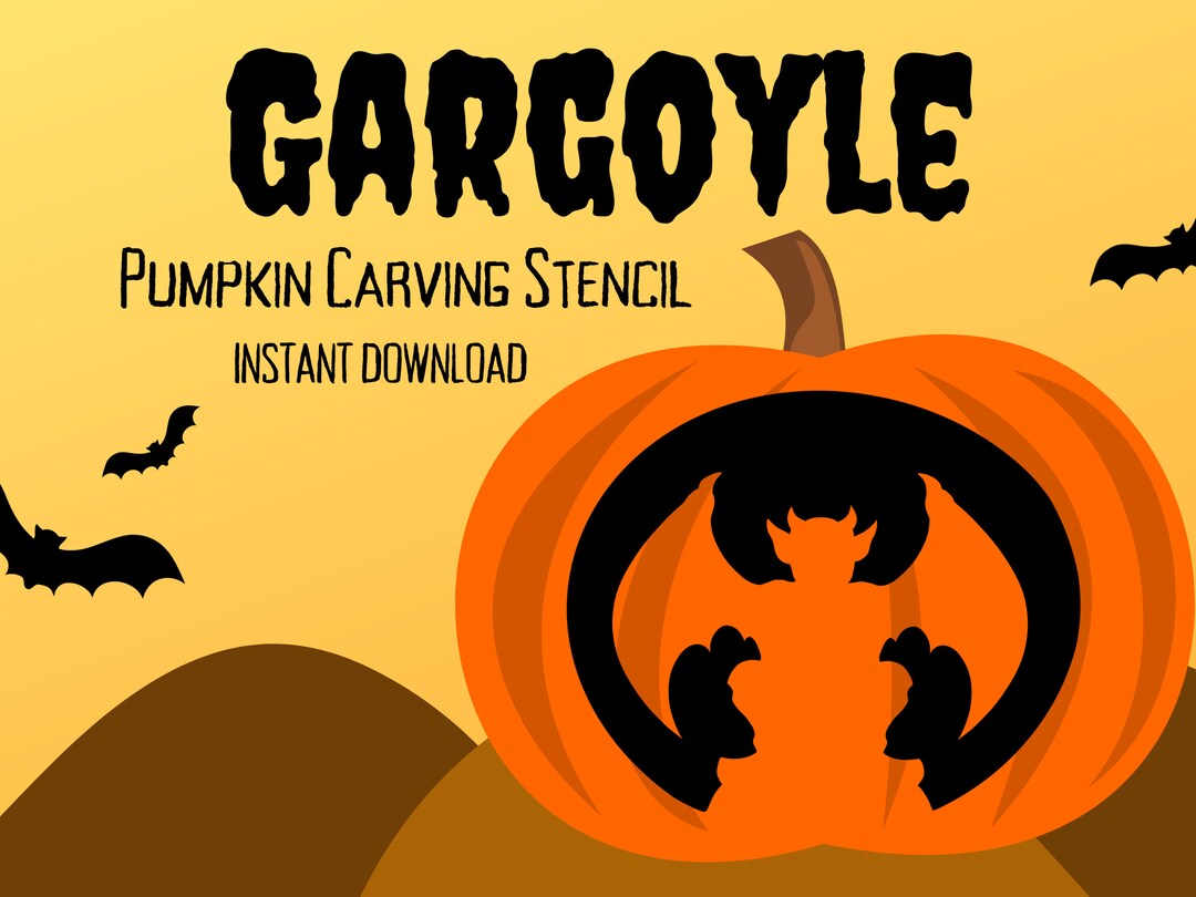 Winged Gargoyle Pumpkin Carving Stencil | 1 Unique Halloween Jack O ...