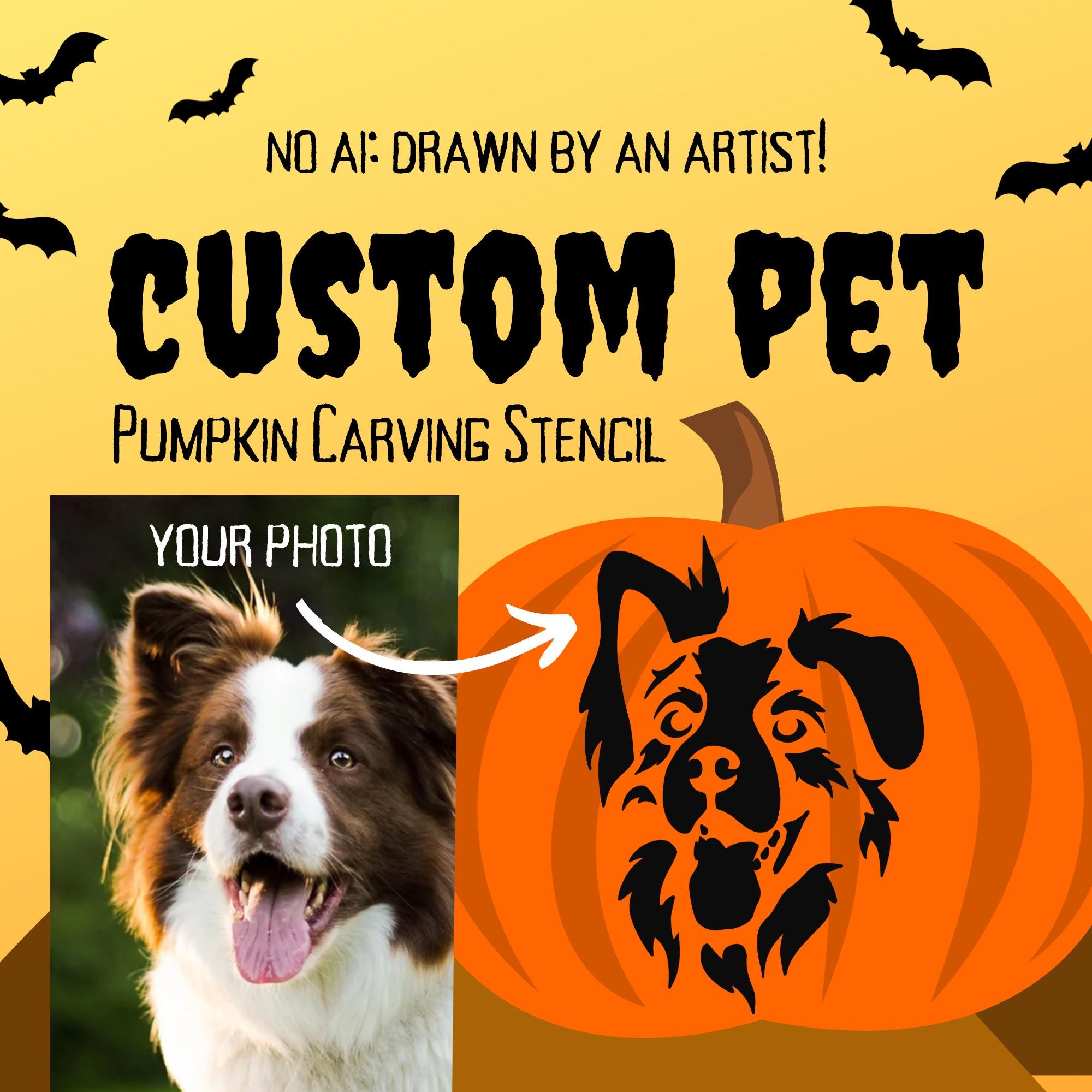 Custom Pet Portrait Pumpkin Carving Stencil | 1 Personalized Halloween ...