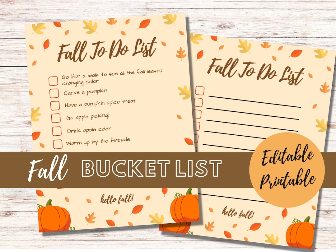 Editable Fall Bucket List | Printable Autumn to Do List That's Editable ...