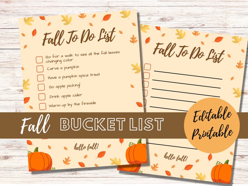 Editable Fall Bucket List Printable Autumn to Do List That's Editable ... Editable Fall Bucket List Printable Autumn to Do List That's Editable ...