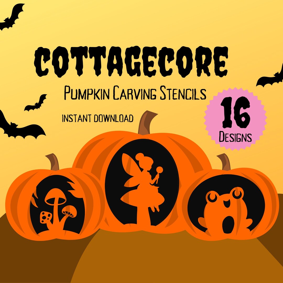 Cottagecore Pumpkin Carving Stencils | 16 Unique Cute Coquette ...