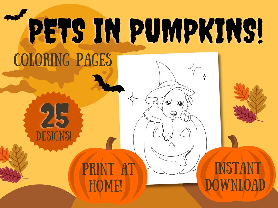 Printable Pets in Pumpkins Fall and Halloween Coloring Pages for ...