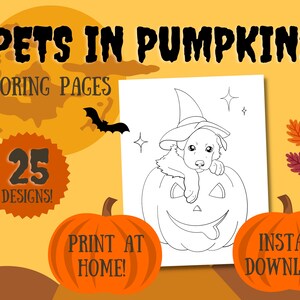 Printable Pets in Pumpkins Fall and Halloween Coloring Pages for ...