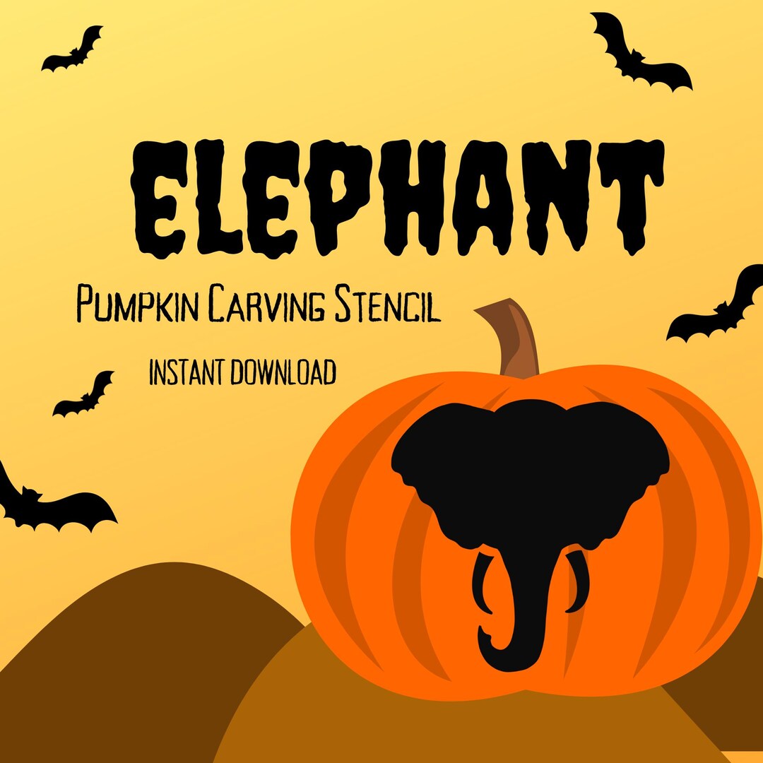 Elephant Pumpkin Carving Stencil | 1 Unique Safari Animal Halloween ...