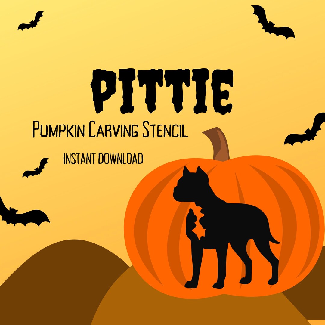 Pittie Pumpkin Carving Stencil | 1 Unique Pit Bull Pet Dog Halloween ...