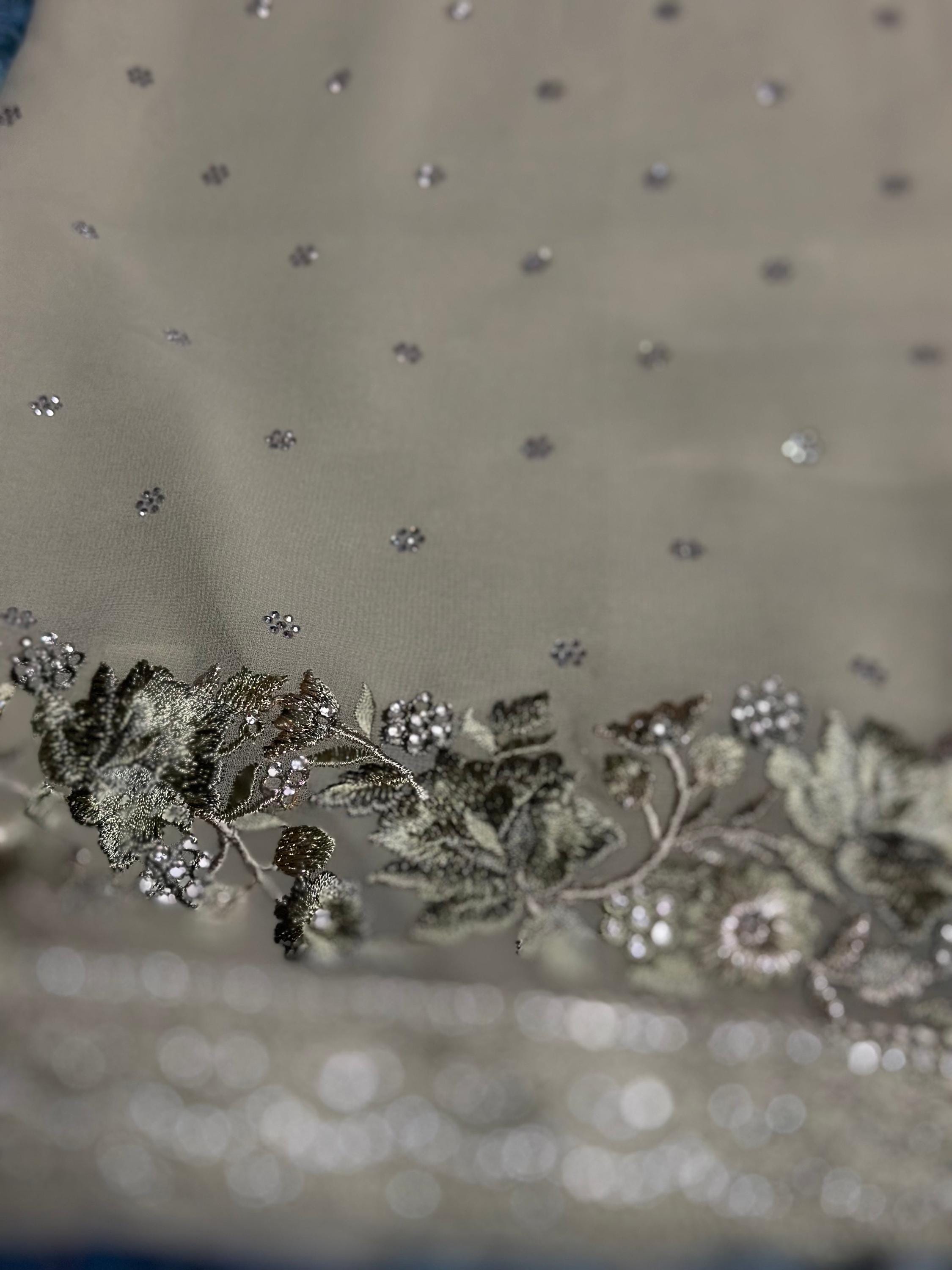 Sea Green Chiffon Saree - Etsy