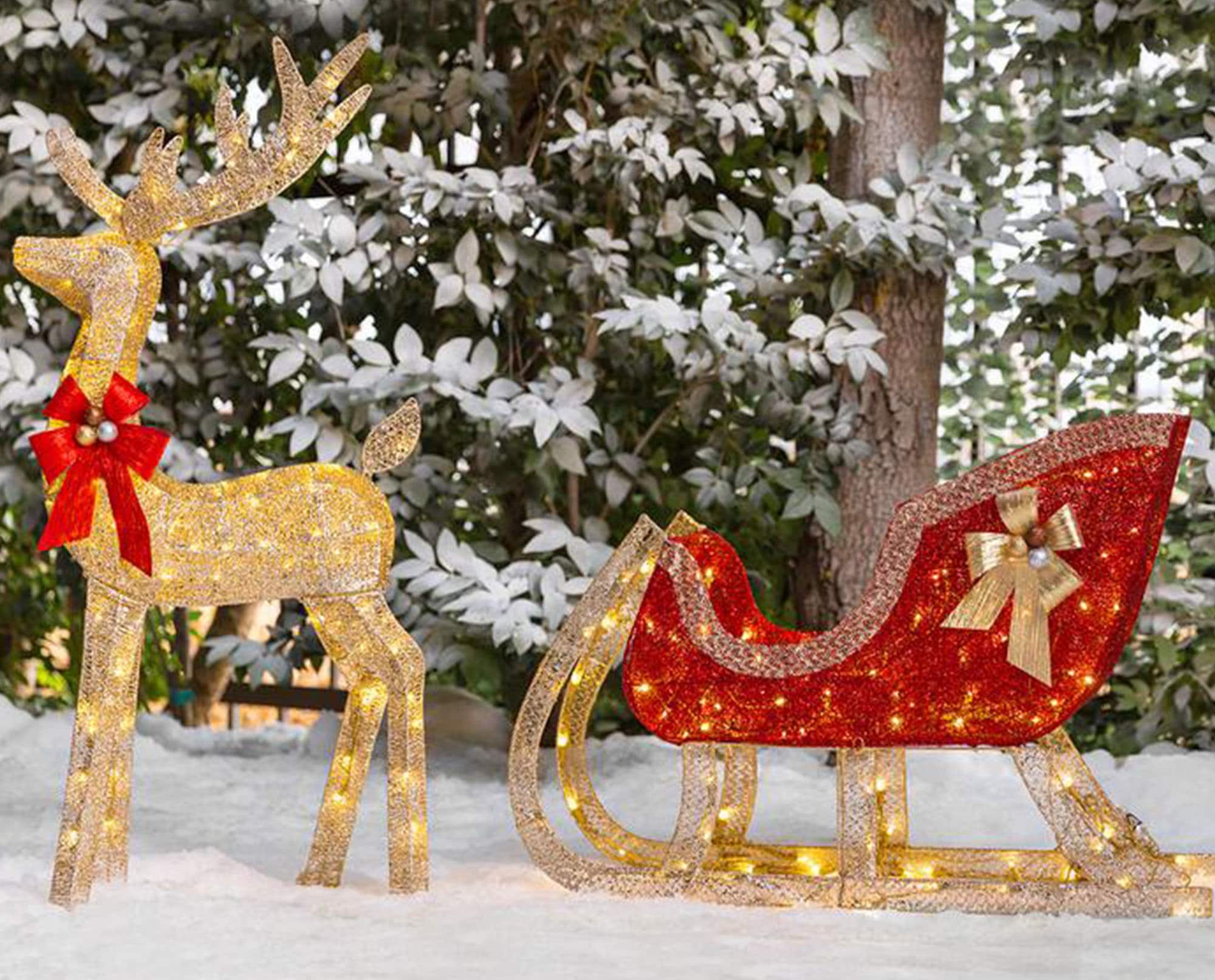 Christmas Reindeer and Sleigh Outdoor Decor - Etsy