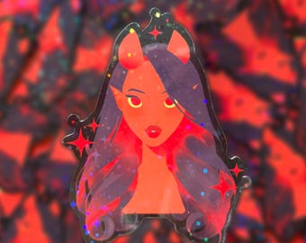 Pink Girl Holographic Vinyl Sticker || Bubbleglam, Water Bottle Decal ...