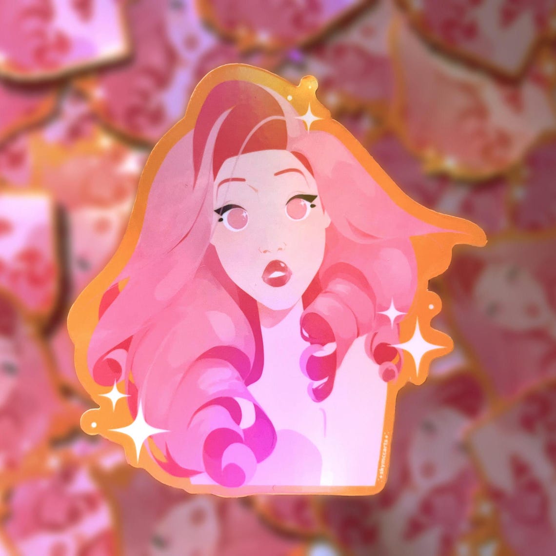 Pink Girl Holographic Vinyl Sticker || Bubbleglam, Water Bottle Decal ...