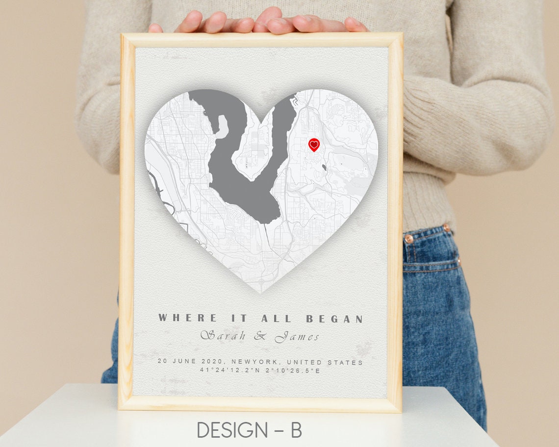 Where We Met Map, Where It All Began, First Date Map, Memory Map ...