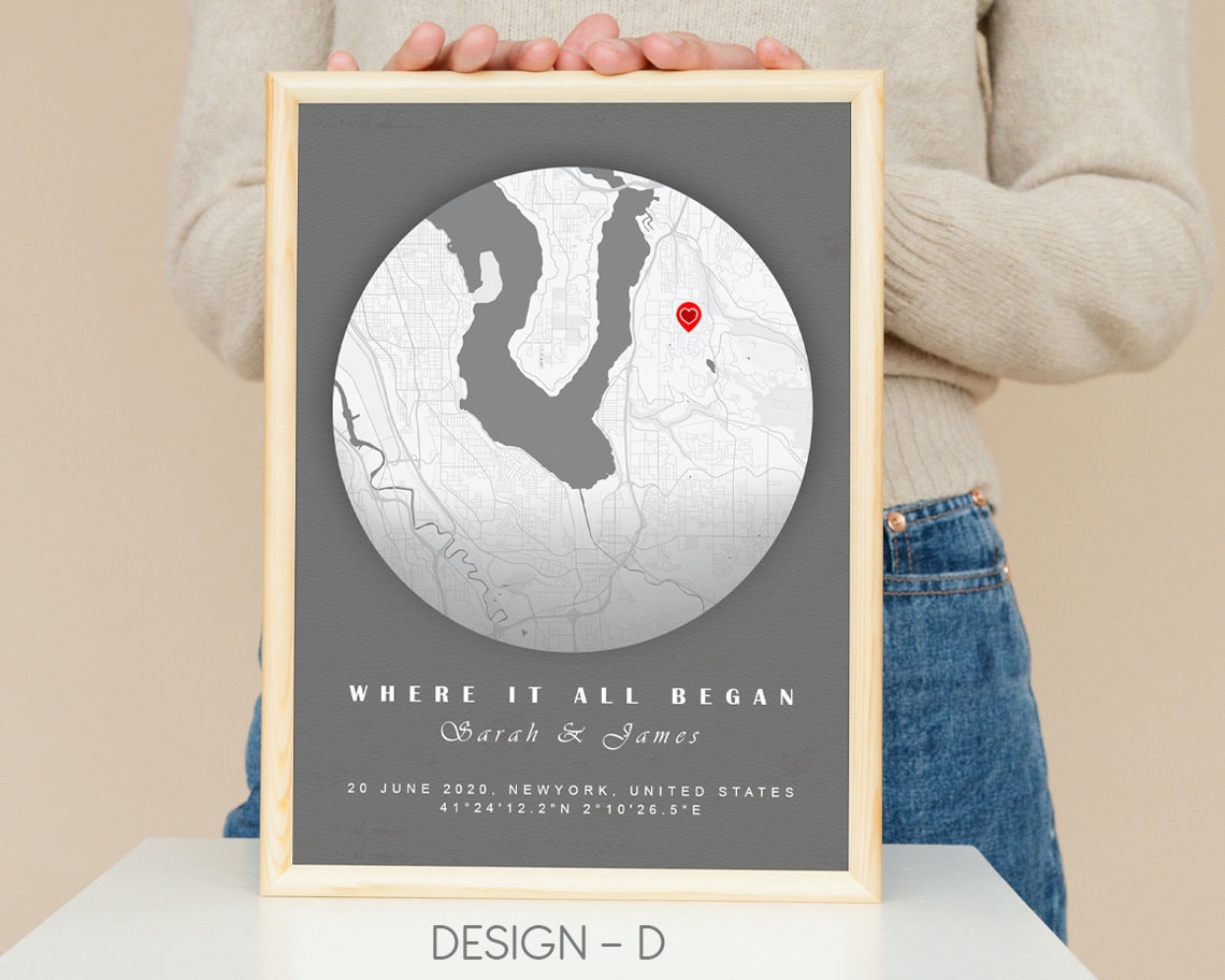 Where We Met Map, Where It All Began, First Date Map, Memory Map ...