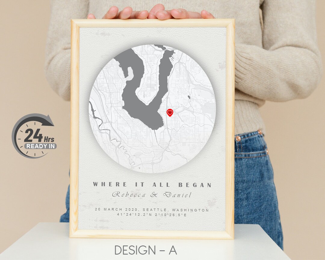 Where We Met Map, Where It All Began, First Date Map, Memory Map ...
