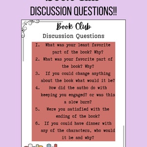 Book Club Discussion Questions - Easy to Use, Easy to Download, PDF ...