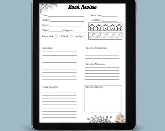 Book Review Template, Book Club Book Review, Reading Tracker, Printable ...