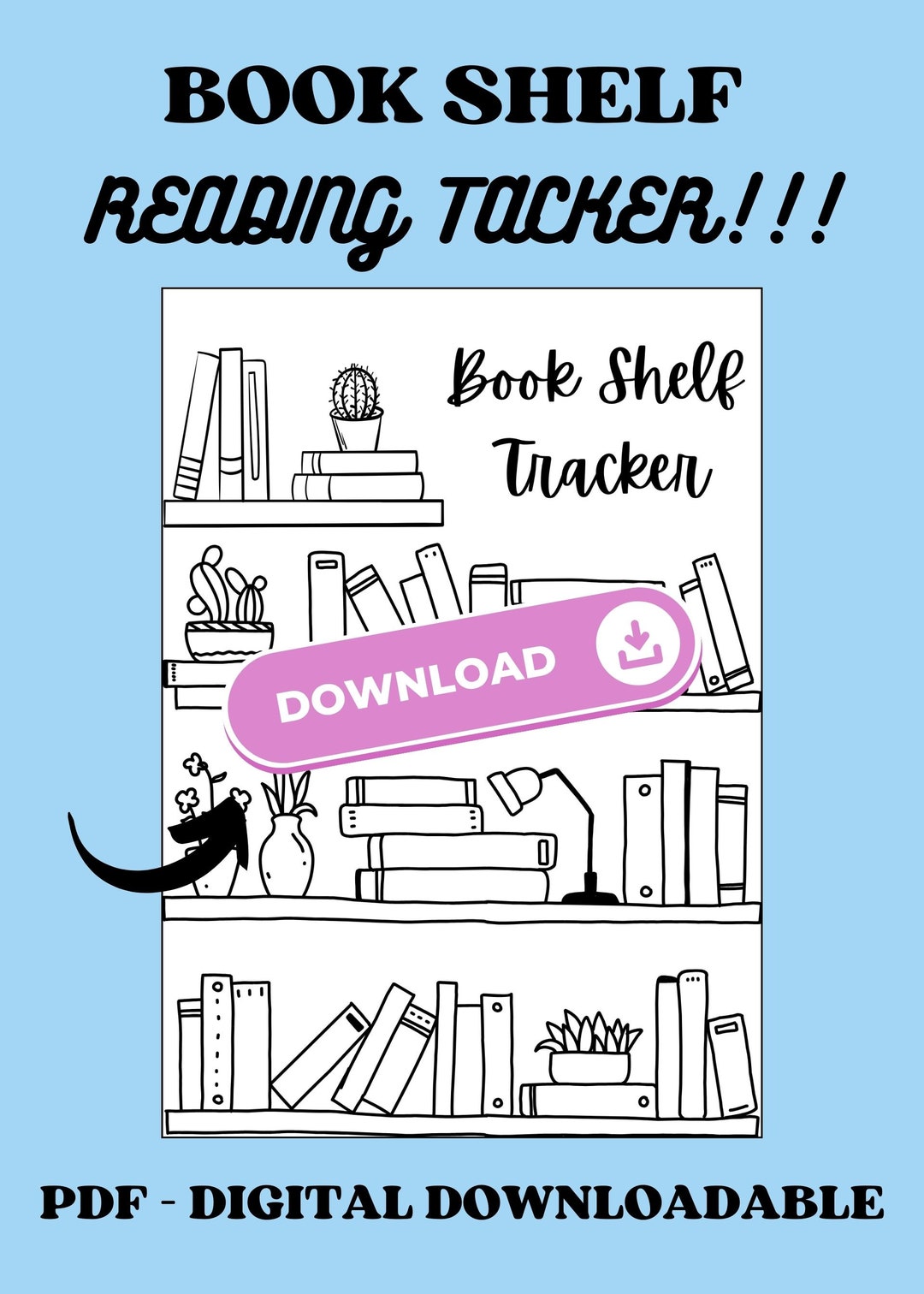 Book Tracker - Book Shelf, Downloadable Book Tracker, PDF, Digital. - Etsy