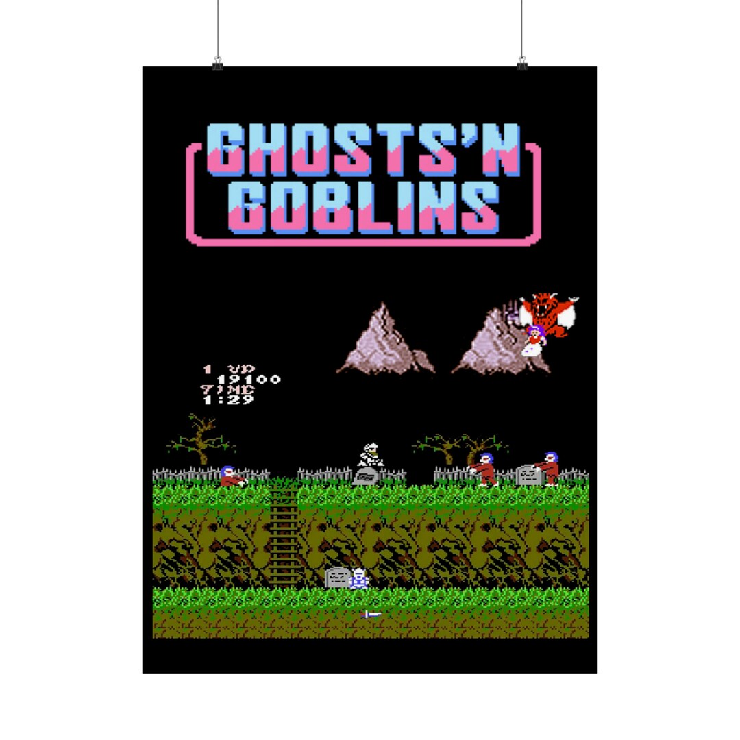 Ghosts 'n' Goblins Stage 1 Poster NES 8 Bit Game Box Cover Famicom ...
