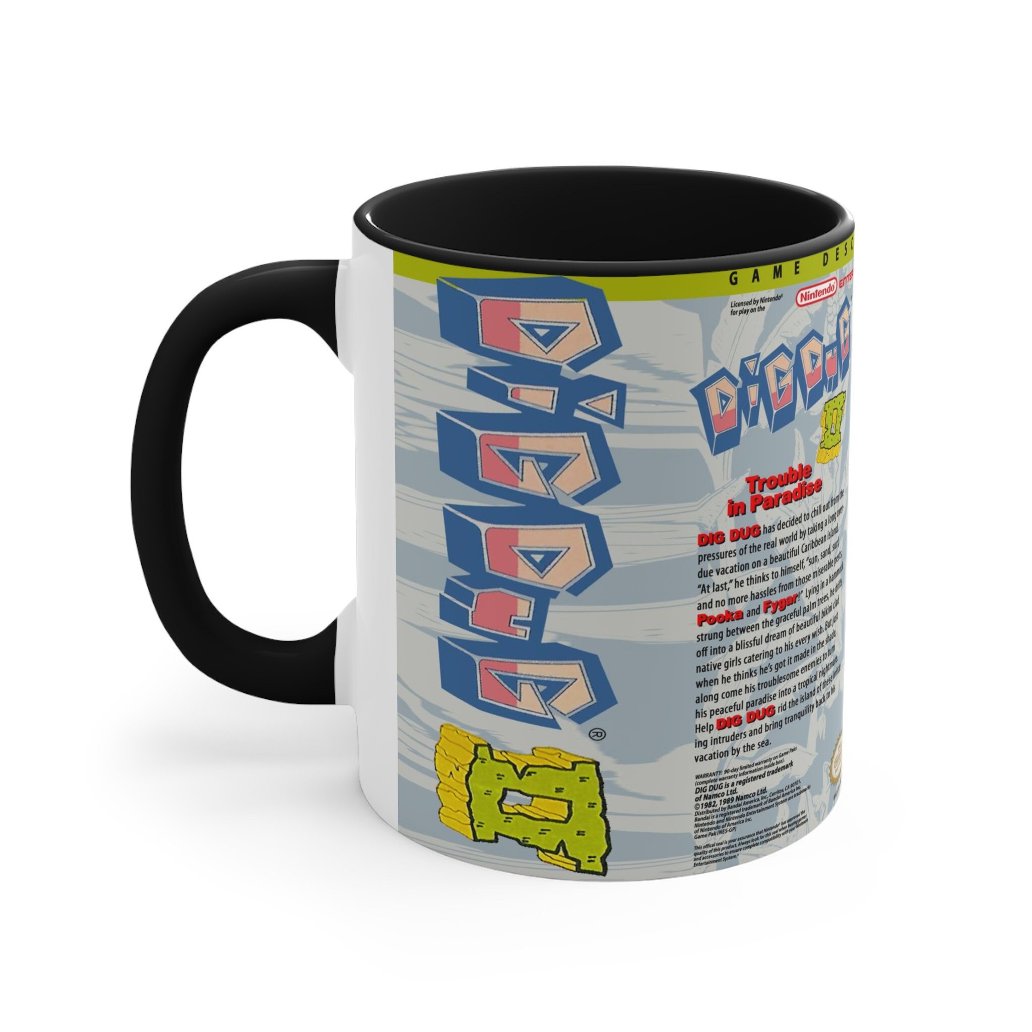 Dig Dug 2 NES 8 Bit Game Box Cover Famicom Accent Coffee Mug, 11oz Blue ...