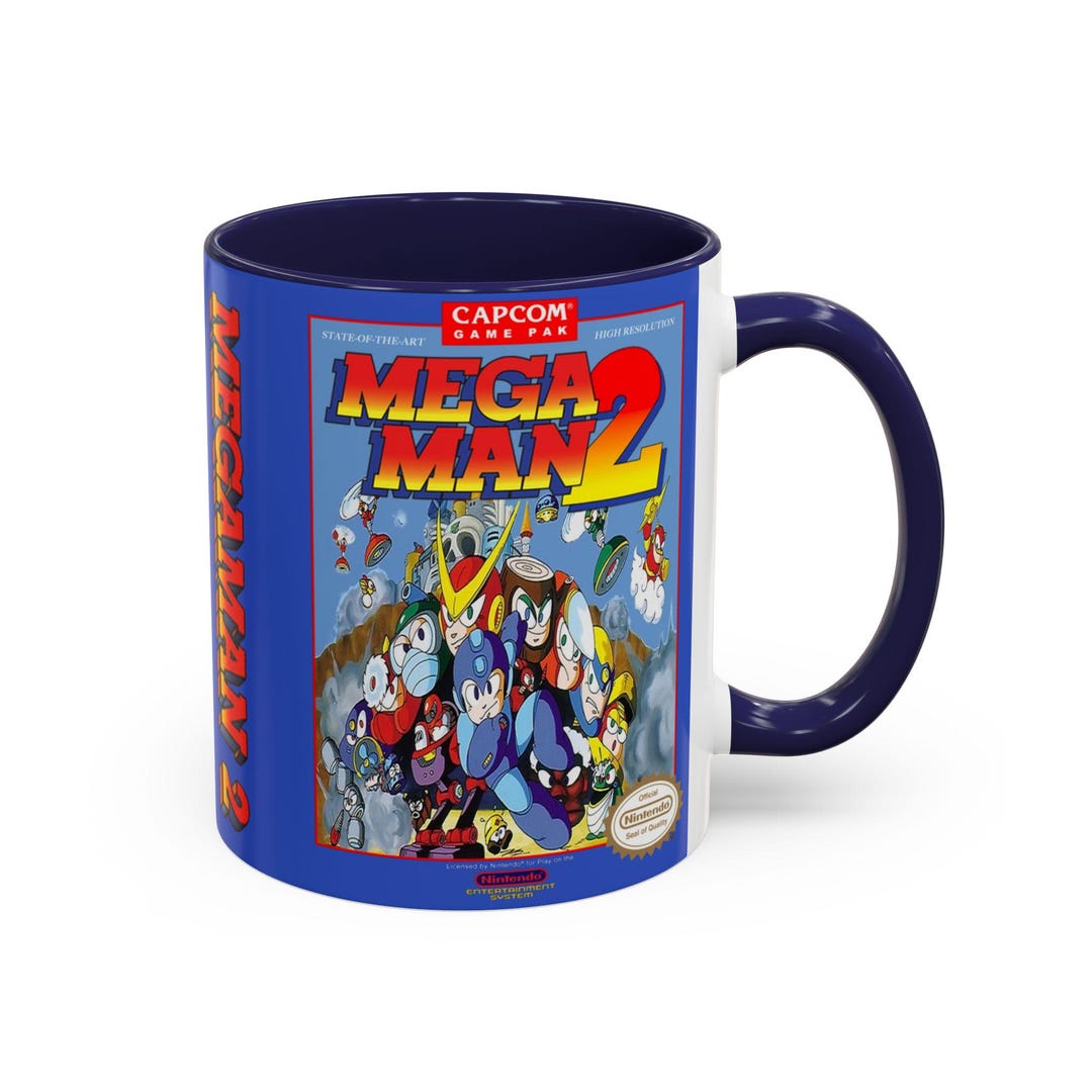 Megaman 2 V2 Rockman NES 8 Bit Game Box Cover Accent Coffee Mug, 11 Oz ...