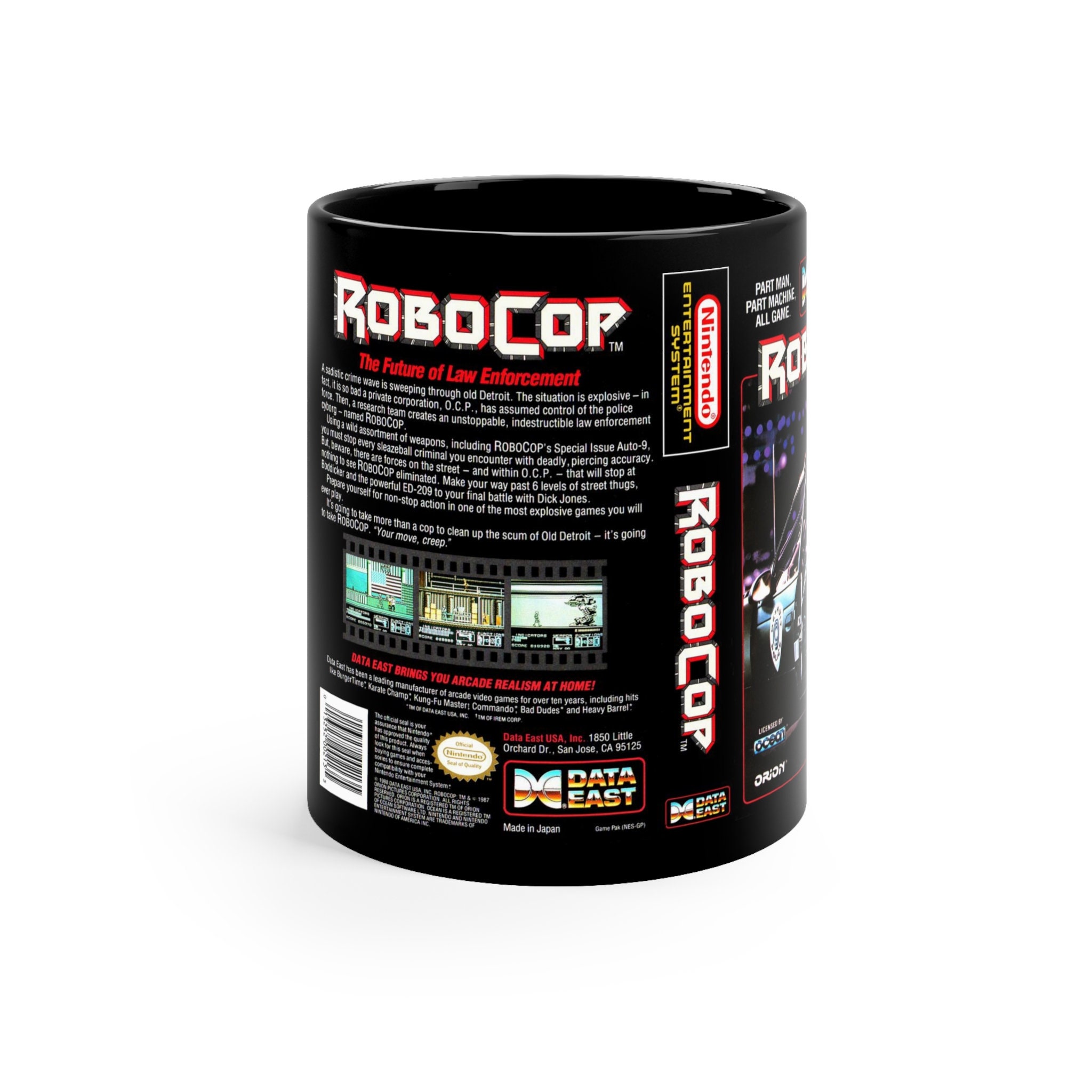 Robocop NES 8 Bit Game Box Cover Famicom Accent Coffee Mug 11oz Black ...