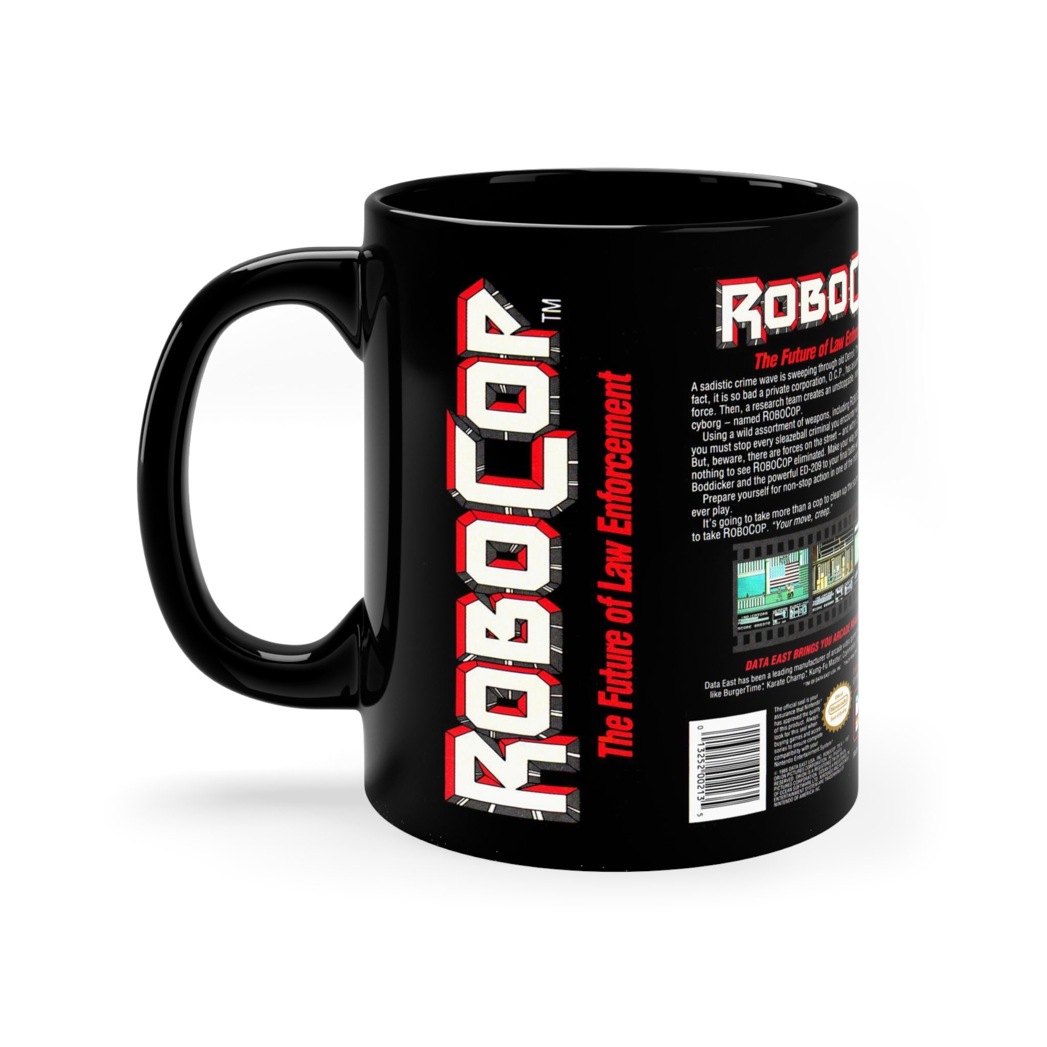 Robocop NES 8 Bit Game Box Cover Famicom Accent Coffee Mug 11oz Black ...