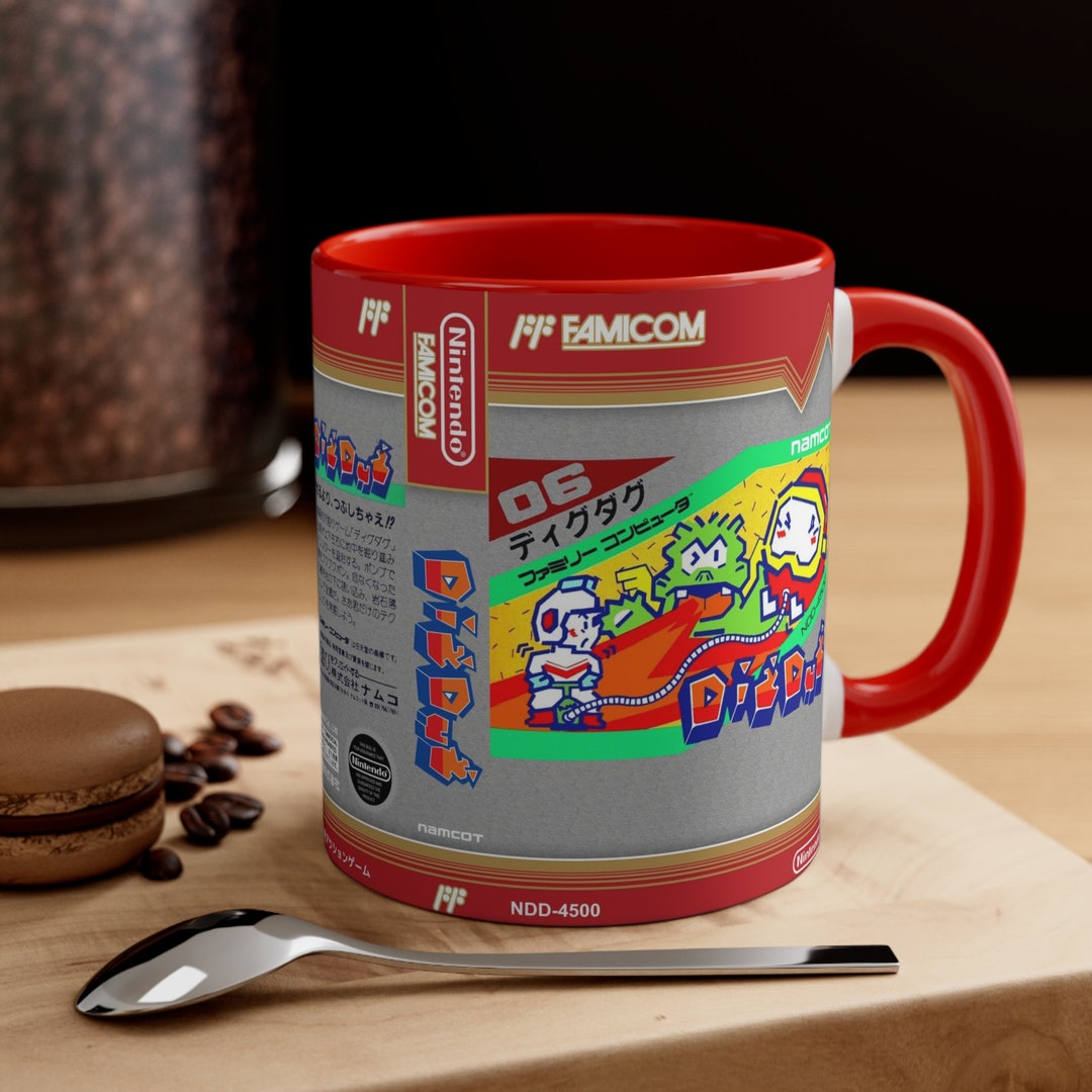 Dig Dug NES 8 Bit Game Box Cover Famicom Accent Coffee Mug, 11oz Red - Etsy