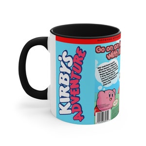 Kirbys Adventure NES 8 Bit Game Box Cover Famicom Accent Coffee Mug ...