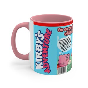 Kirbys Adventure NES 8 Bit Game Box Cover Famicom Accent Coffee Mug ...