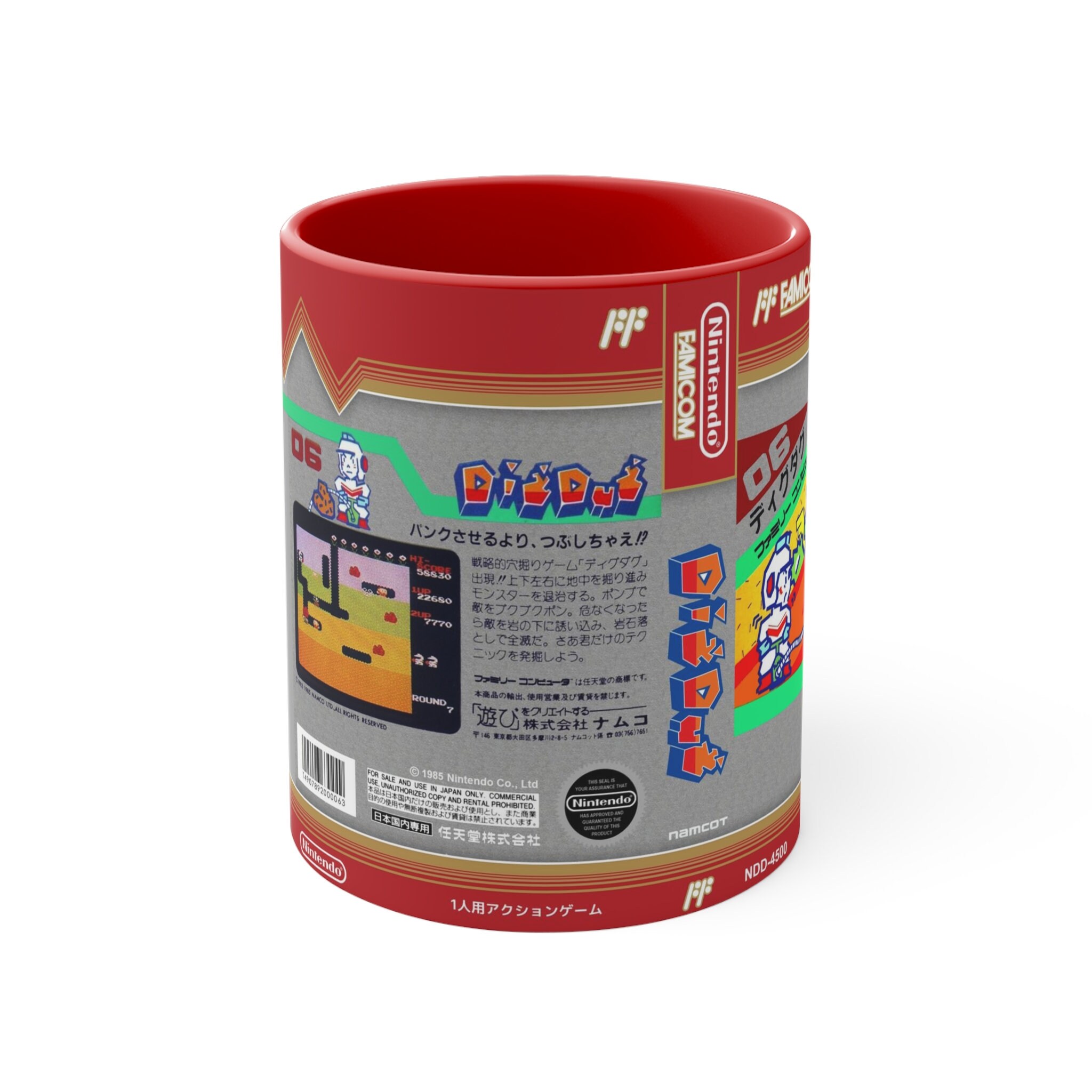 Dig Dug NES 8 Bit Game Box Cover Famicom Accent Coffee Mug, 11oz Red - Etsy