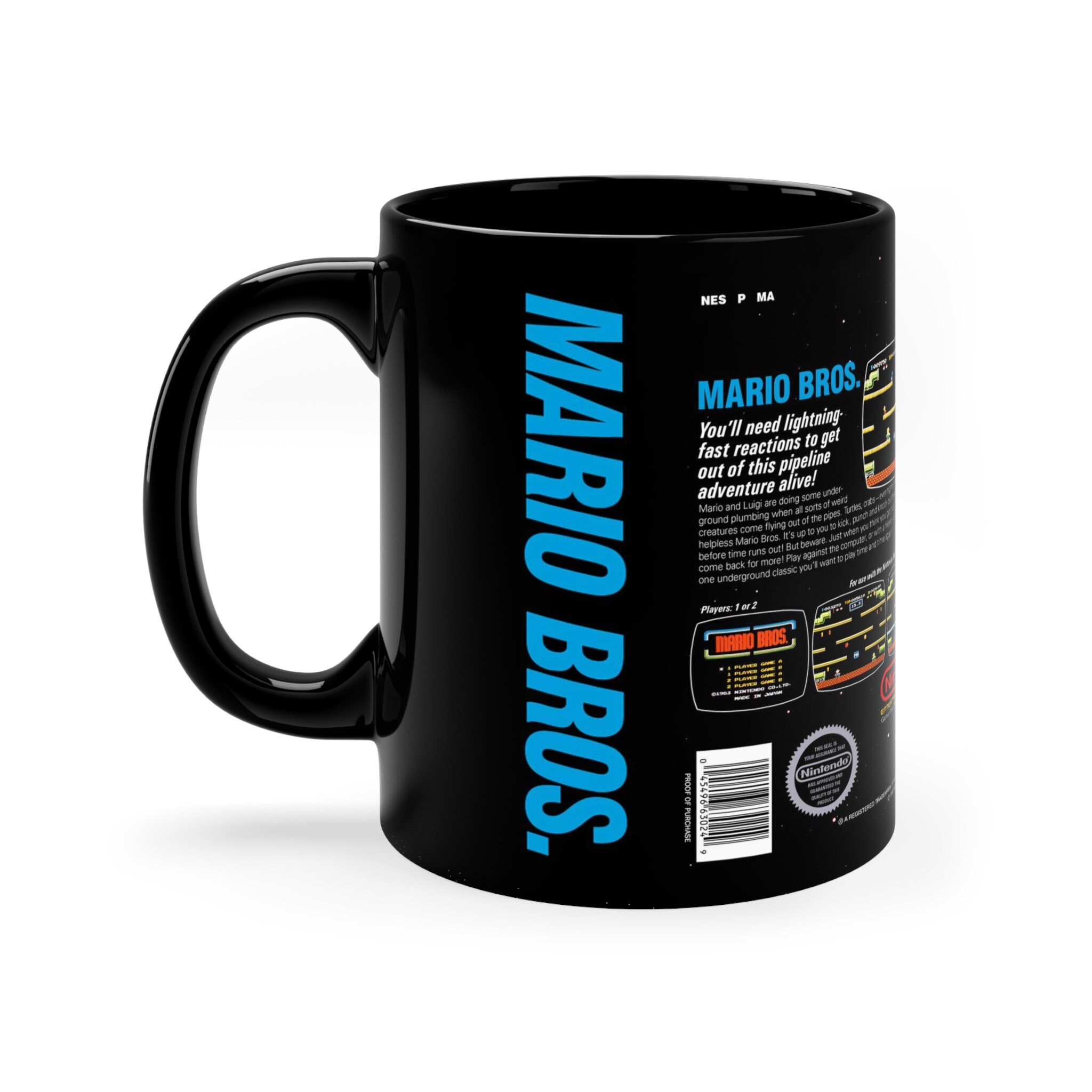 Mario Bros Pipe NES 8 Bit Game Box Cover Famicom Accent Coffee Mug 11oz ...