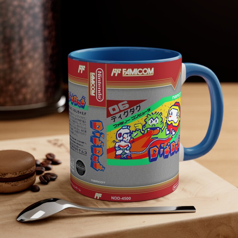 Dig Dug NES 8 Bit Game Box Cover Famicom Accent Coffee Mug, 11oz Red - Etsy