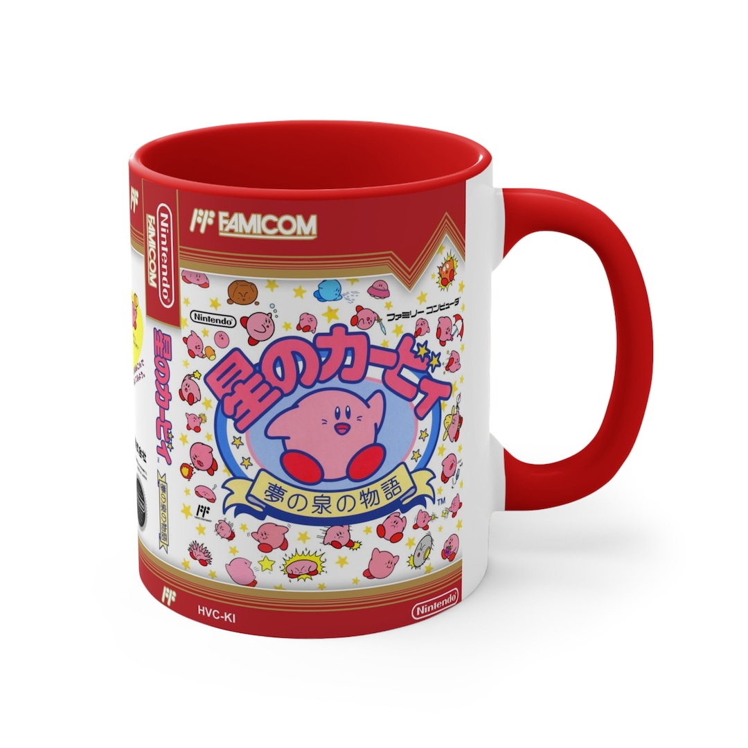 Kirbys Adventure NES 8 Bit Game Box Cover Famicom Accent Coffee Mug ...