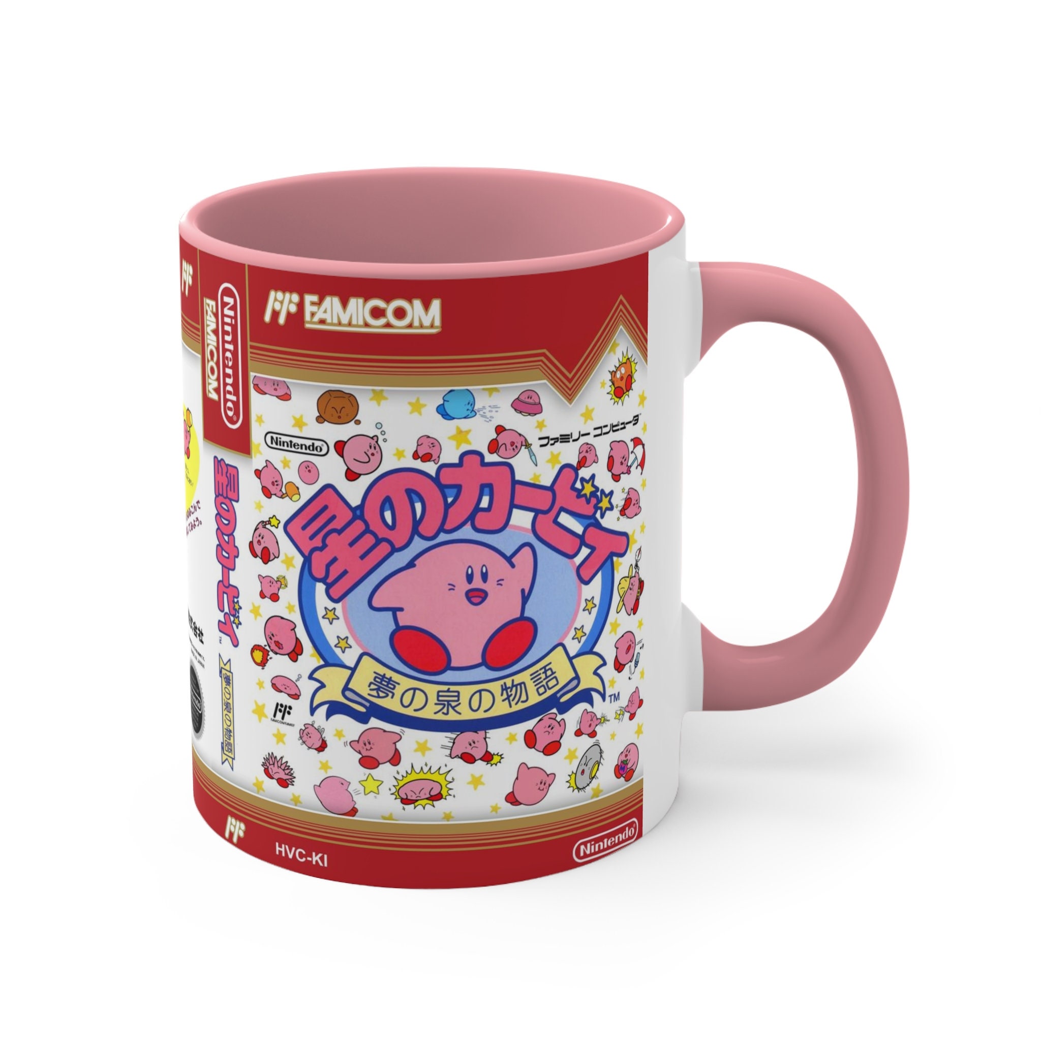 Kirbys Adventure NES 8 Bit Game Box Cover Famicom Accent Coffee Mug ...