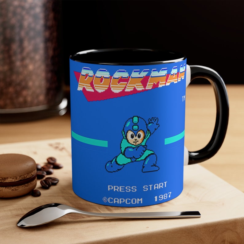 Rockman Megaman 1 NES 8 Bit Game Box Cover Famicom Accent Coffee Mug ...