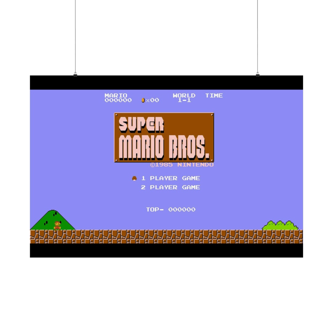 SMB Mario Bros 1 Start Screen NES 8 Bit Game Box Cover Famicom Matte ...